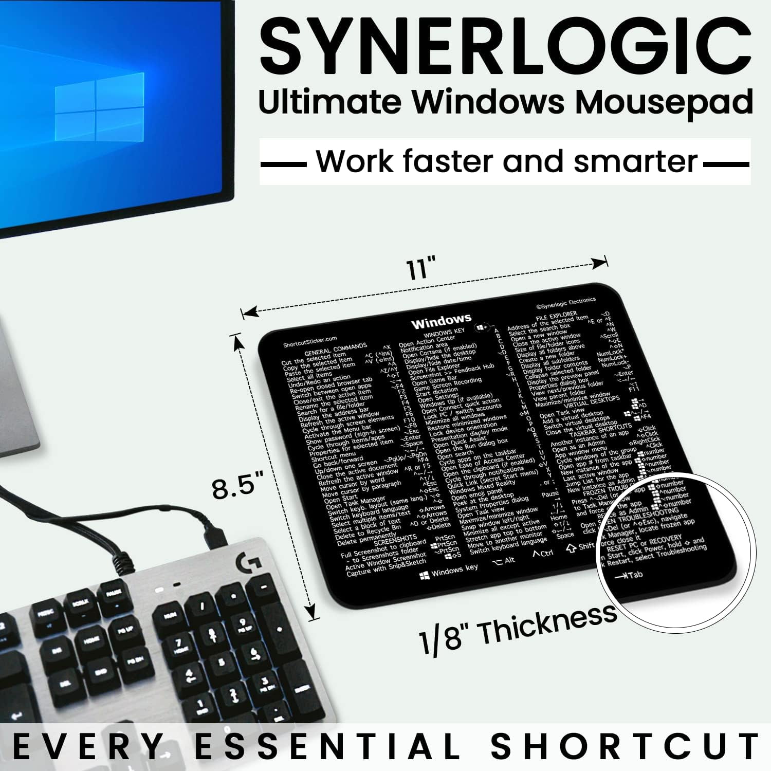 YUYAN-Windows PC Ultimate Keyboard Shortcut Reference Guide Mousepad ...