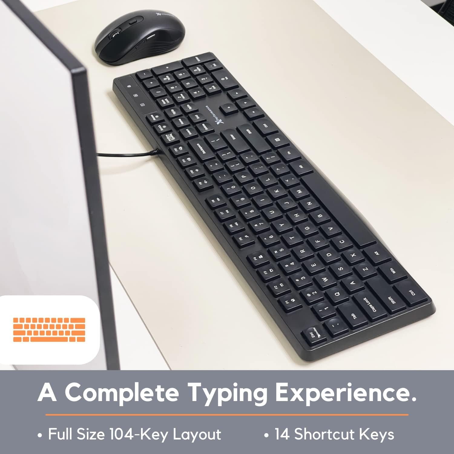 YUYAN-Wired Keyboard - Ultra Slim Full Size Ergonomic Computer Keyboard ...