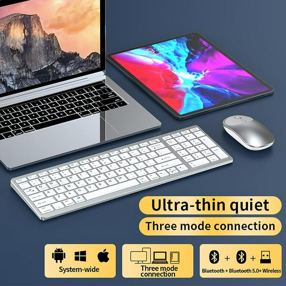 YUYAN-Wireless Bluetooth Rechargeable Keyboard and Mouse Combo ...