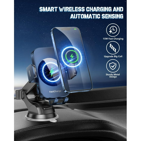 YUYAN-Wireless Car Charger, Fast Charging Phone Holder 3 in 1 Phone ...