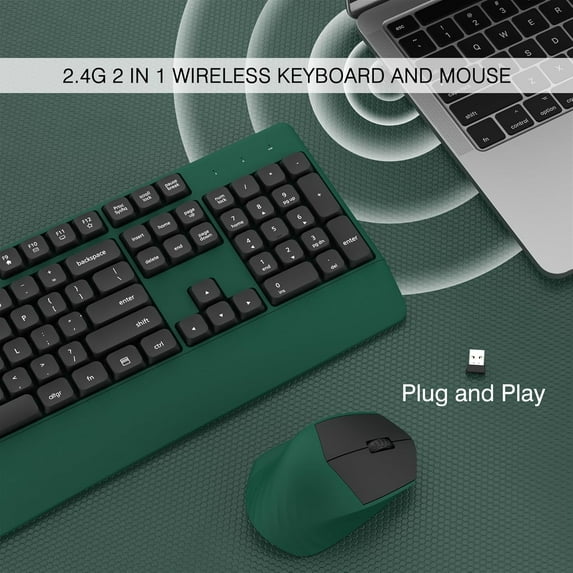 YUYAN-Wireless Keyboard and Mouse Combo, Full-Sized 104 Keys 2.4GHz ...