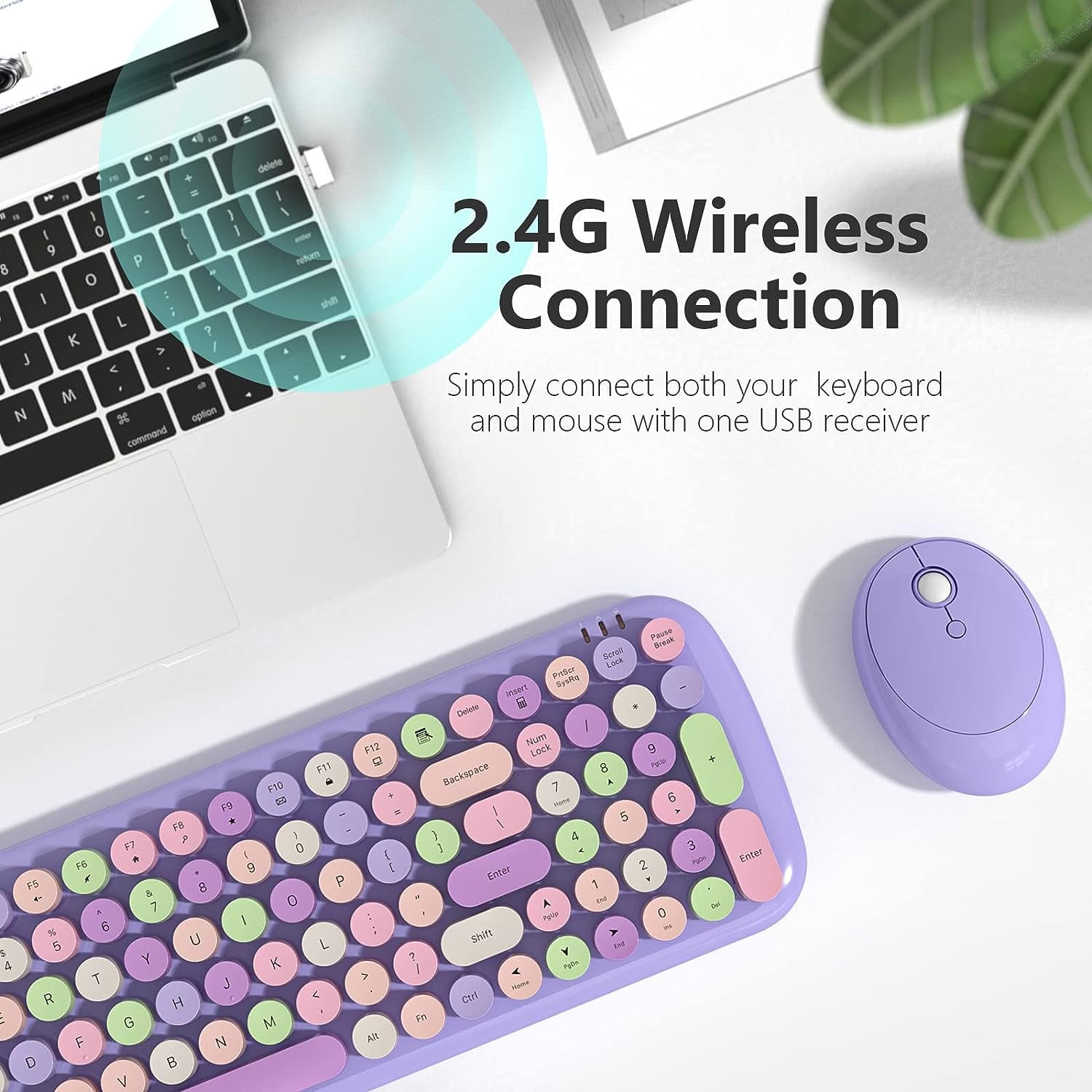 YUYAN-Wireless Keyboard and Mouse, Typewriter Full Size Keyboard with ...