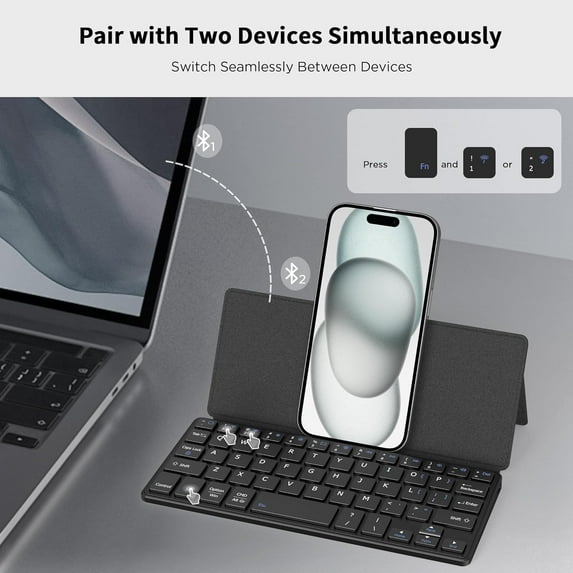 YUYAN-Wireless Keyboard with Stand, Mini Keyboard for Cell Phone, Ultra ...