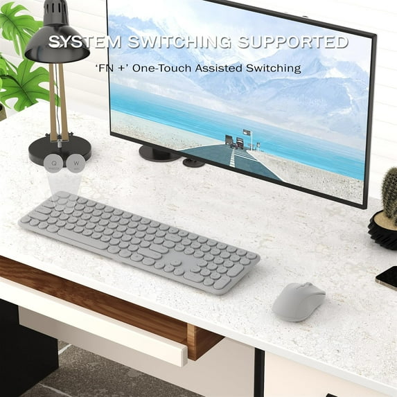 YUYAN-Wireless Keyboard and Mouse Combo, 110 Round Quiet Keys, Adjustable Optical Mouse, Share ...
