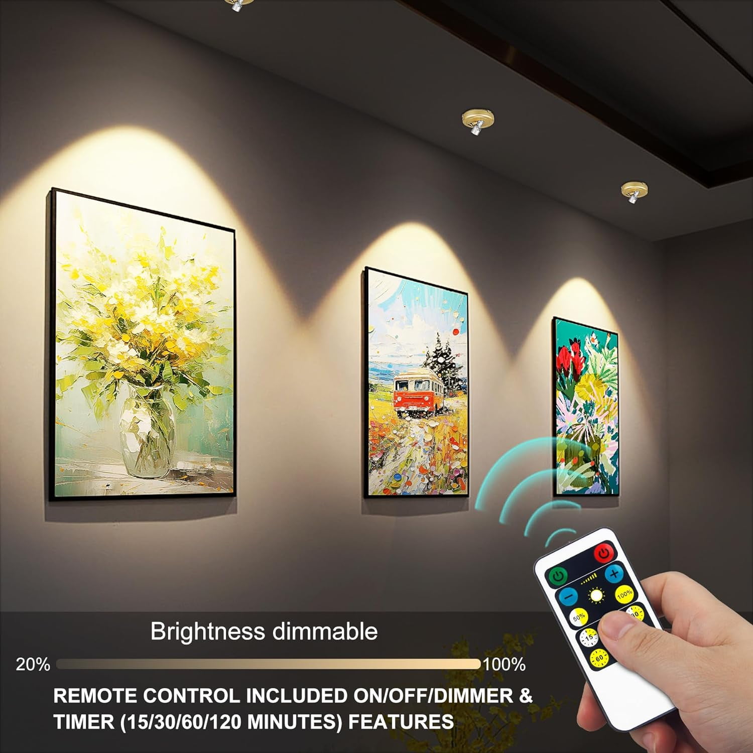 YUYAN-Wireless Spot Lights,Remote Control Accent Lighting,Battery ...