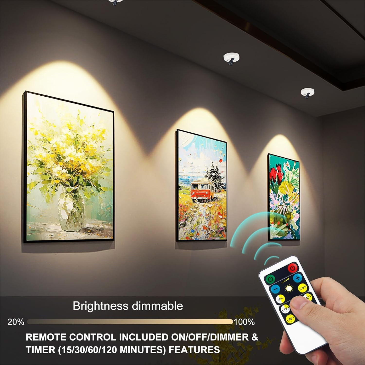 YUYAN-Wireless Spot Lights,Remote Control Accent Lighting,Battery Picture Lights,Stick Puck ...