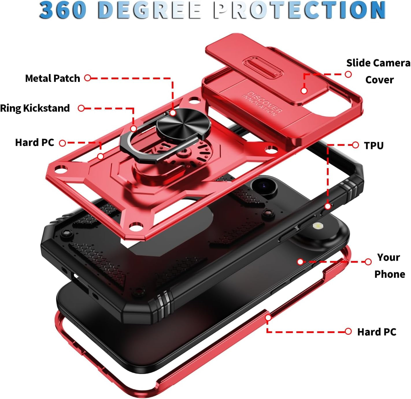 YUYAN-Women Case for iPhone 17Air,Metal Kickstand & Slide Camera Cover ...