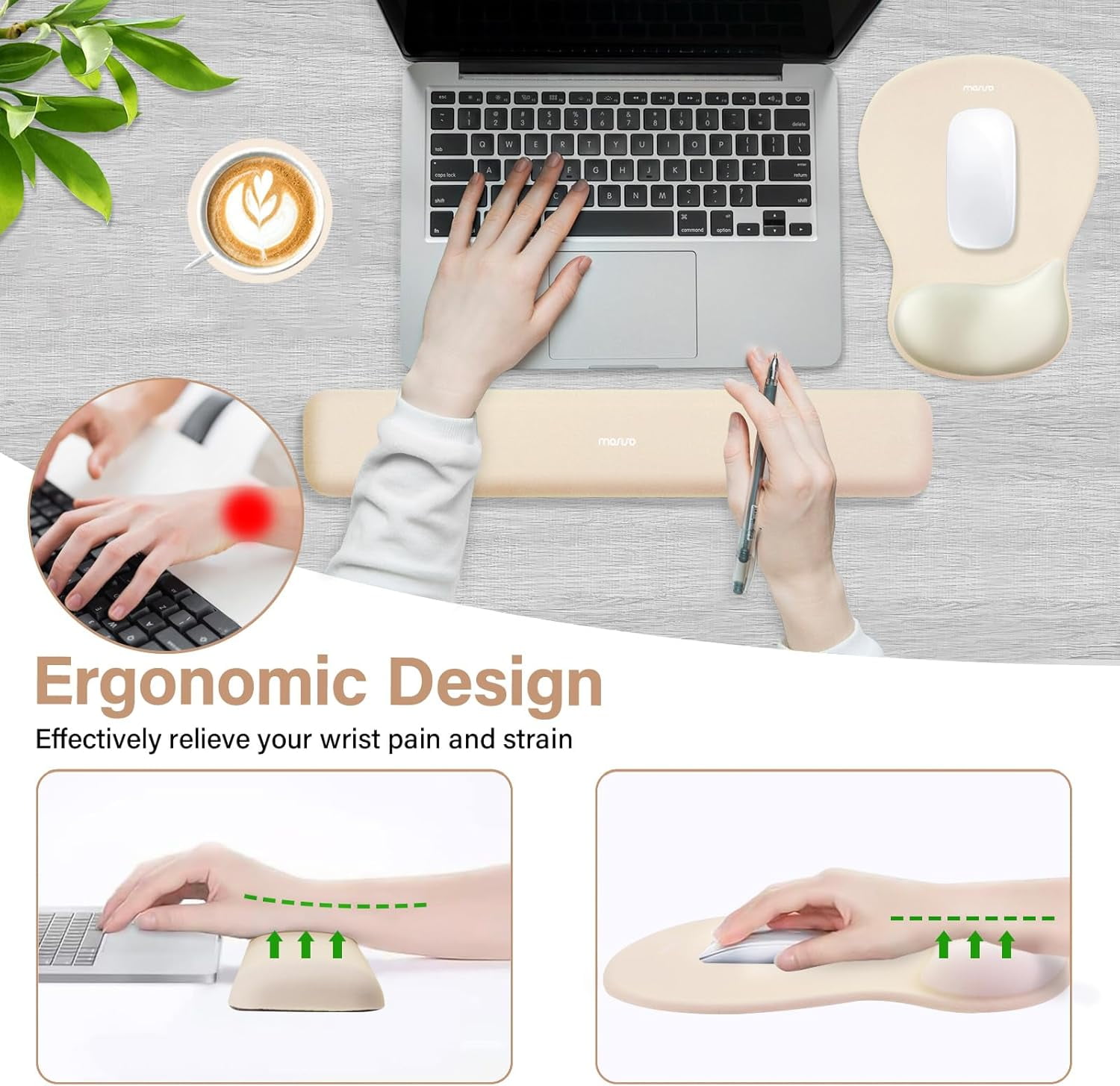 YUYAN-Wrist Rest Support for Mouse Pad&Keyboard Set, Ergonomic Mousepad ...