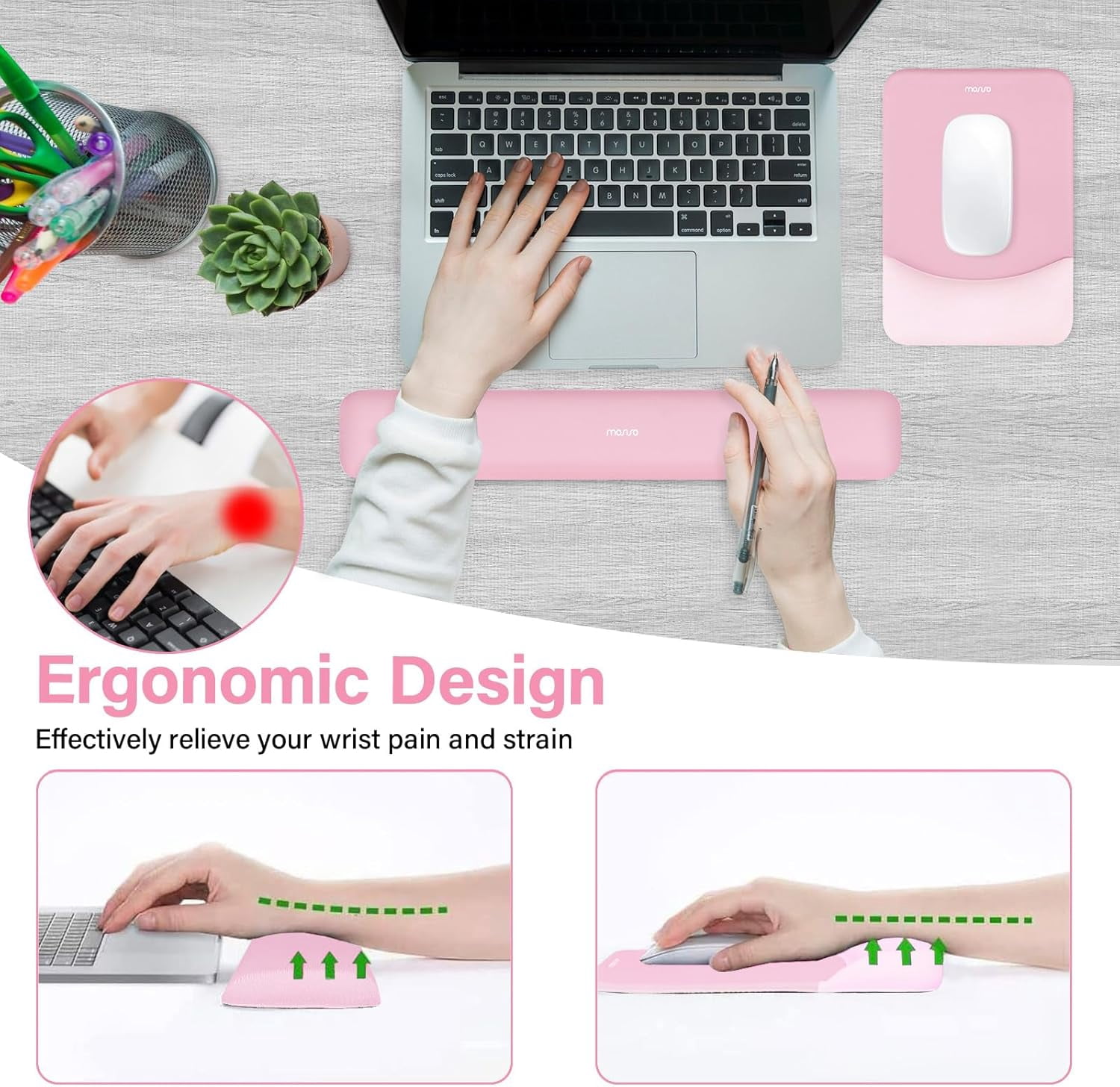 YUYAN-Wrist Rest Support for Mouse Pad&Keyboard Set, Rectangular ...