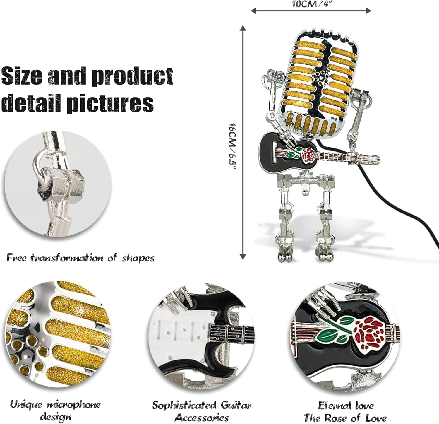 YUYAN-Xmpmrp Vintage Microphone Robot Lamp, Metal Microphone Robot Lamp ...