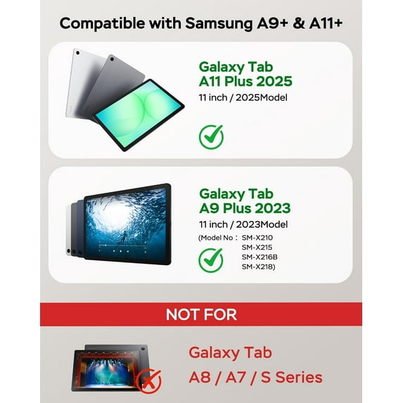 YUYAN-for Samsung Galaxy Tab A9+ 2023/A11+ 2025 11-inch Case with Keyboard,Backlit Mouse and ...