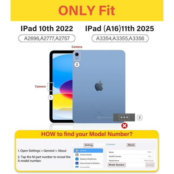 YUYAN-for iPad (A16) 11th/10th Gen case with Keyboard, Round Key, 7 Color Backlit, Detachable ...