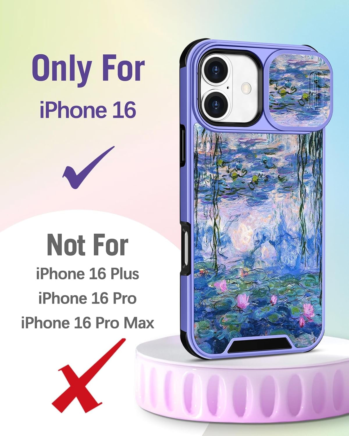 YUYAN-for iPhone 16 Case 6.1 Inch - with Ring Stand & Camera Cover ...