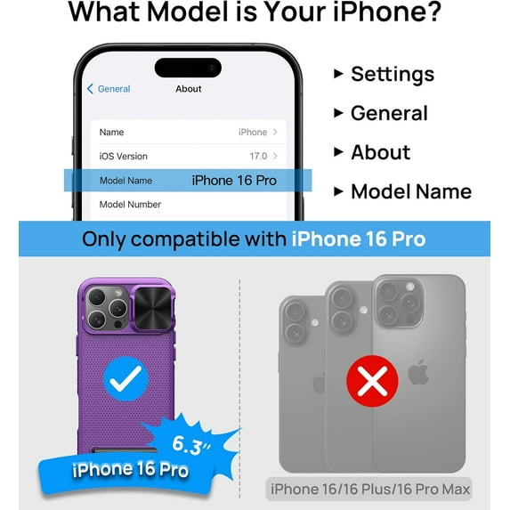 YUYAN-for iPhone 16 Pro Magnetic Case Slim with Camera Cover, Built-in ...