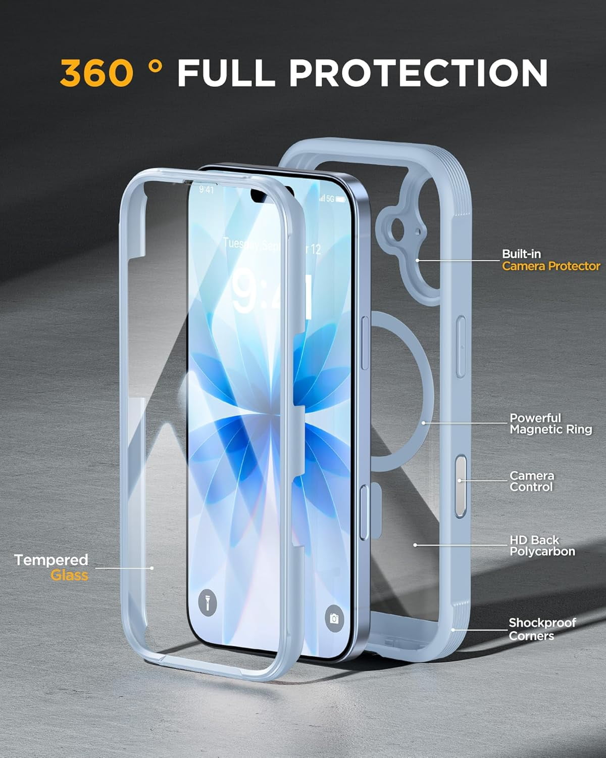 YUYAN-for iPhone 17 Case 6.3'', Full-Body Military Grade Drop ...