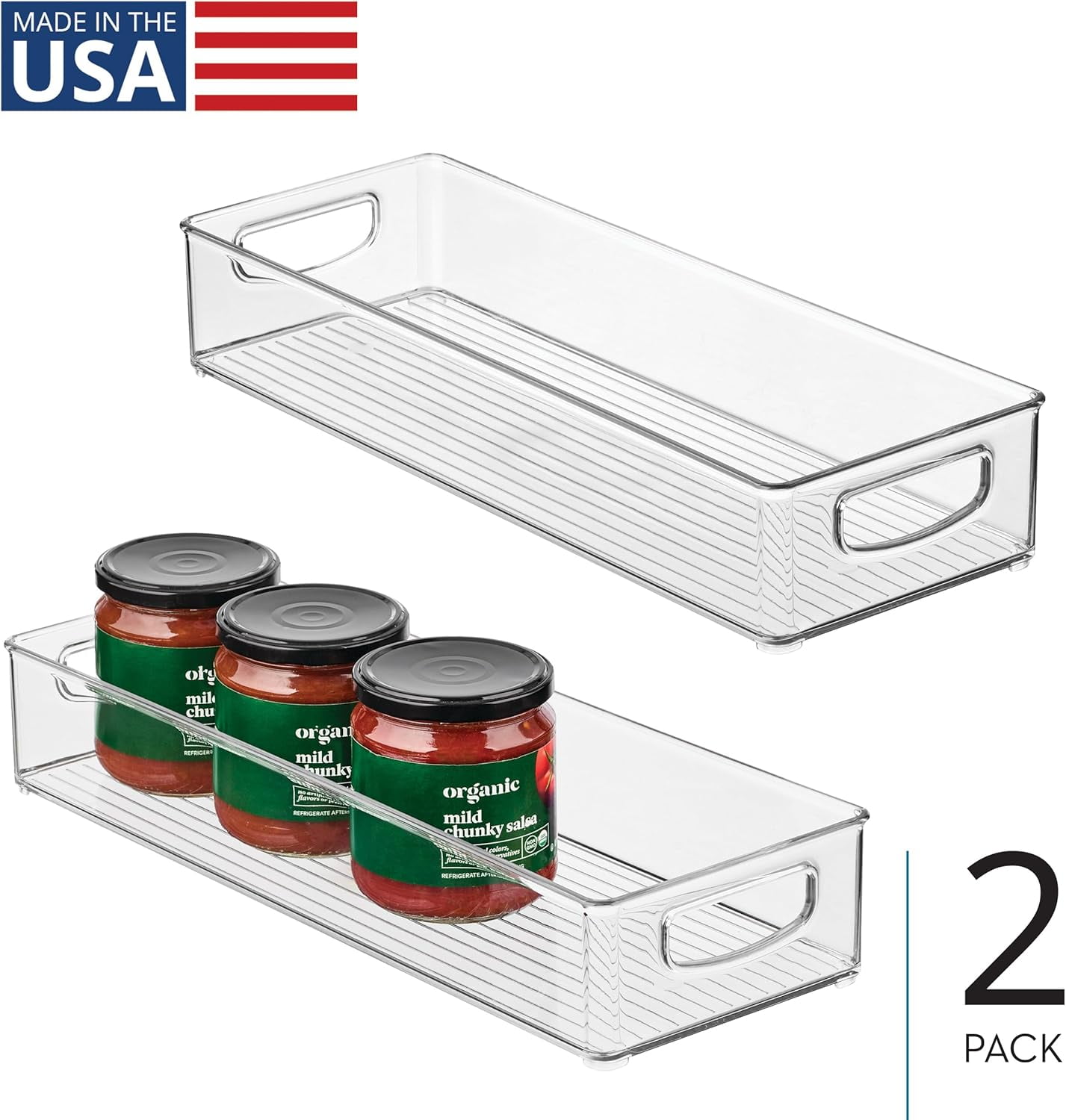 YUYAN-iDesign Slim Extra Long Clear Storage Bin, Narrow Stackable ...