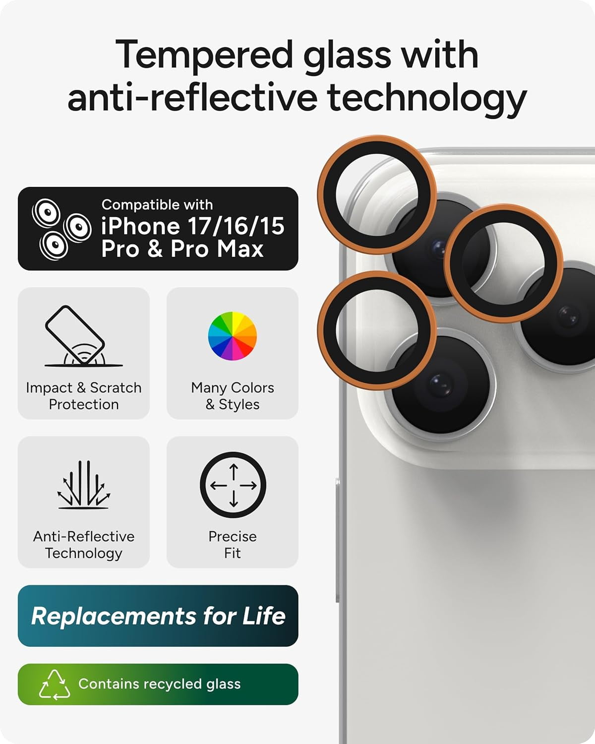 YUYAN-iPhone Camera Lens Protector for iPhone 17/16/15 Pro and Pro Max ...