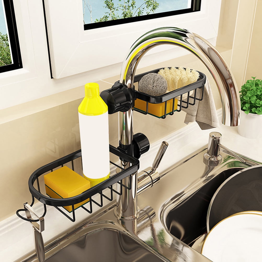 YUYUETIME 1Pack Black Kitchen Sink Organizer Sponge Holder Waterproof ...