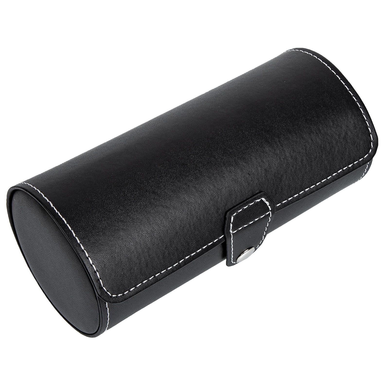 YUYUETIME 1Set Men Watch Case Black Pu Leather Watch Roll Case Round ...