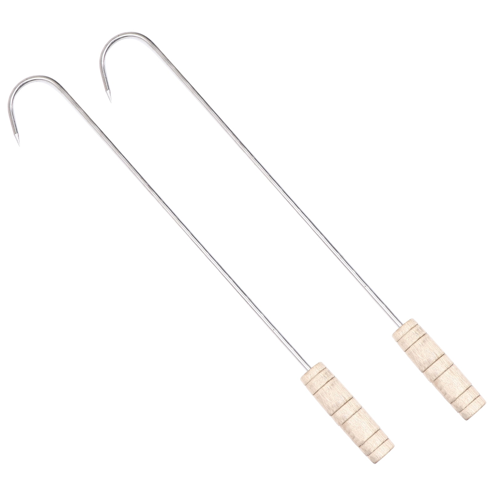 YUYUETIME 2Pack Meat Hooks Long Handle Stainless Steel Wood for Butcher ...