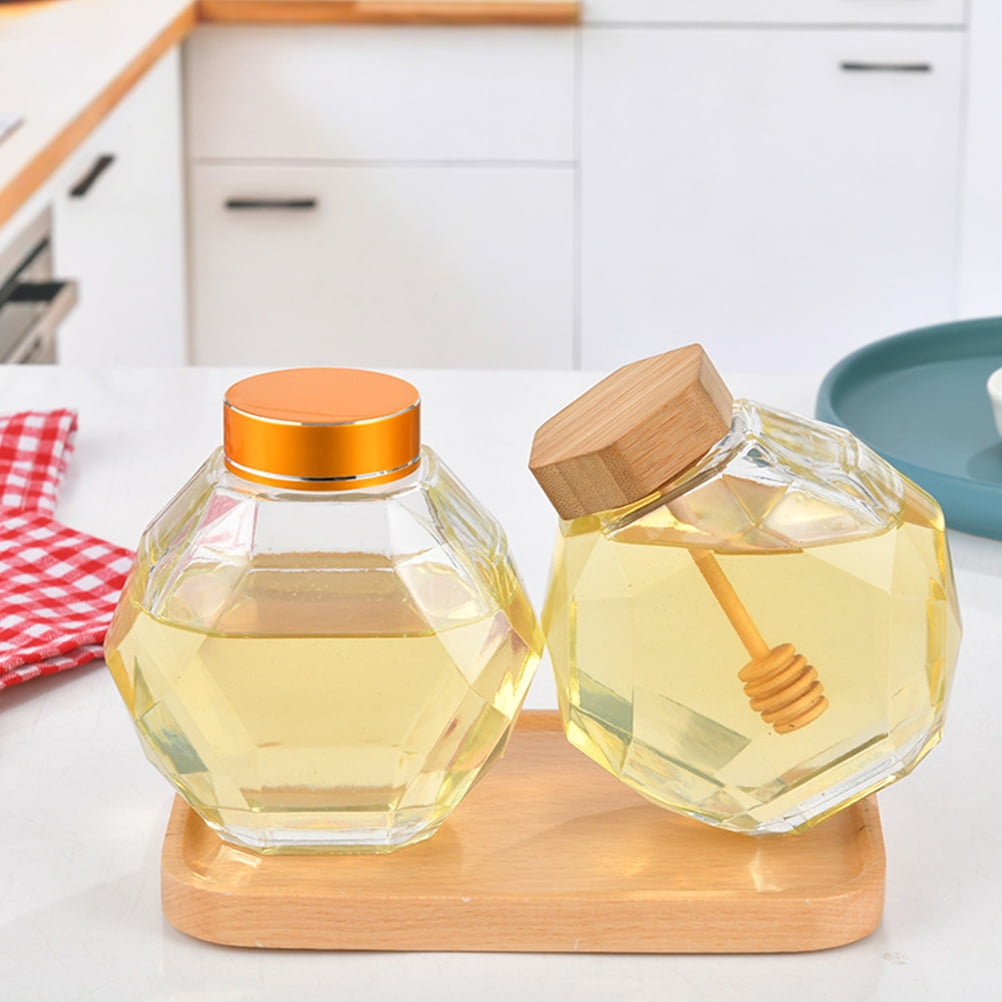 YUYUETIME 2Pcs Kitchen Glass Jars Hexagonal Shape with Lids for Food ...