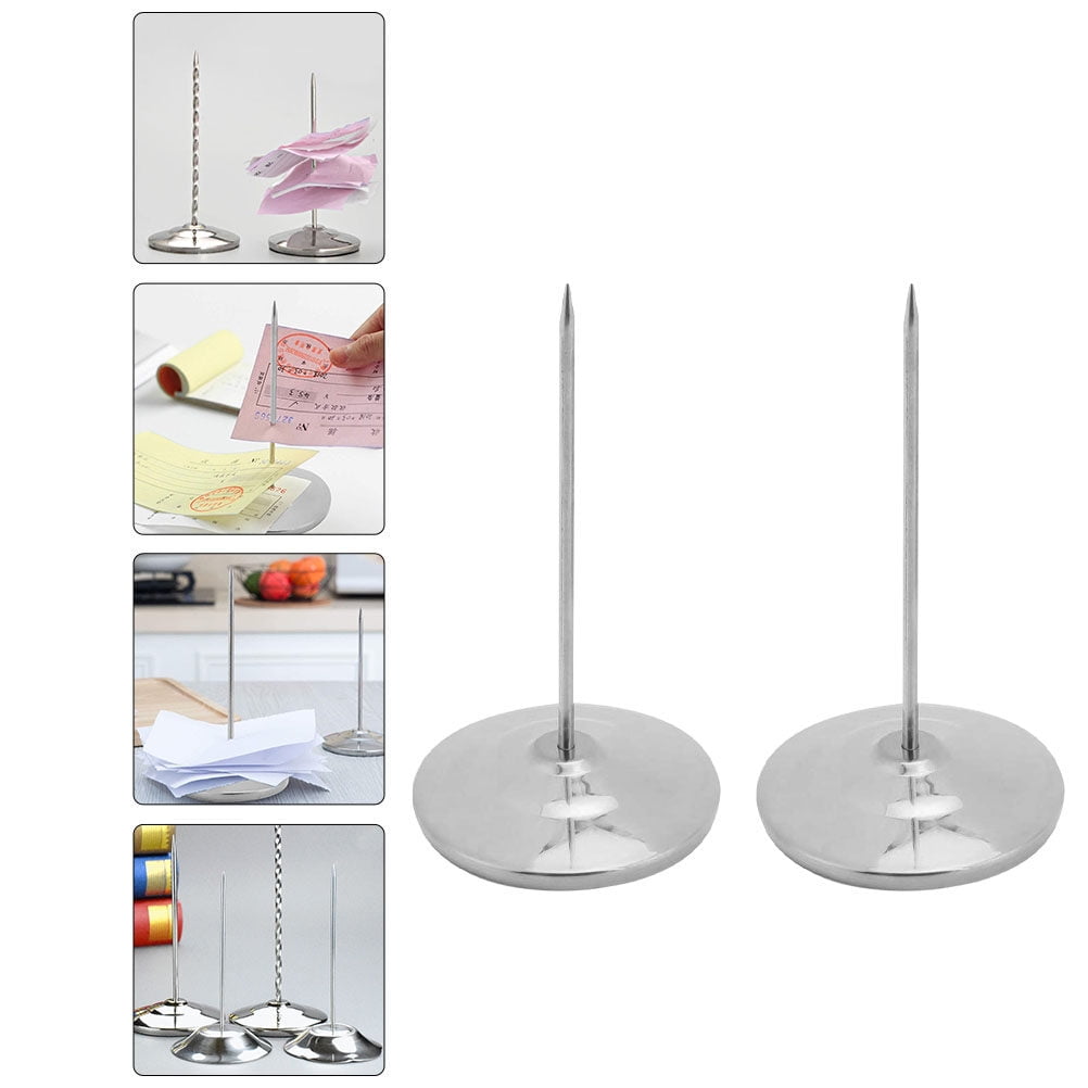YUYUETIME 2Pcs Silver Stainless Steel Menu Fork Receipt Holder Spike ...