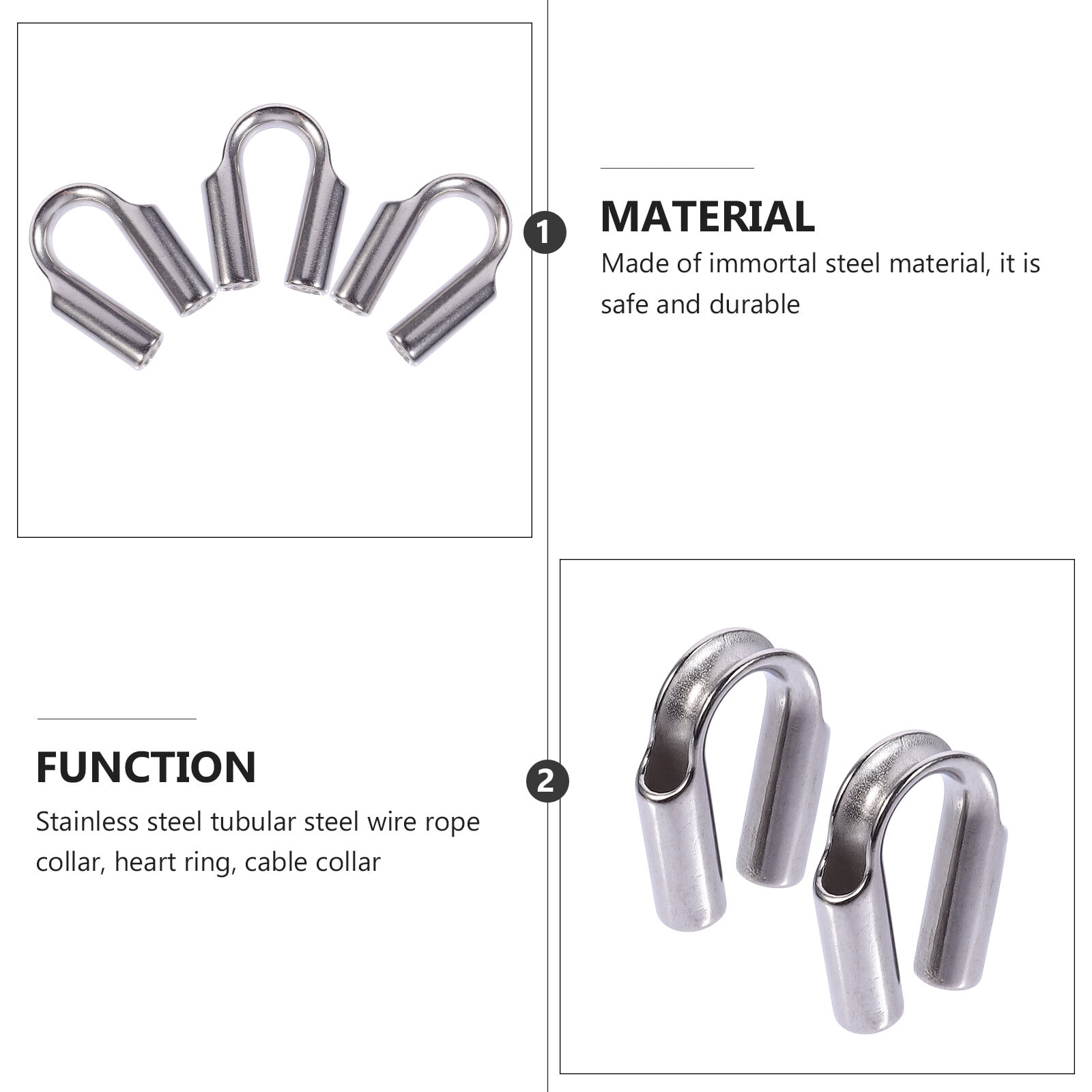 YUYUETIME 4Pcs Stainless Steel Wire Rope Thimble for Industrial Cable ...