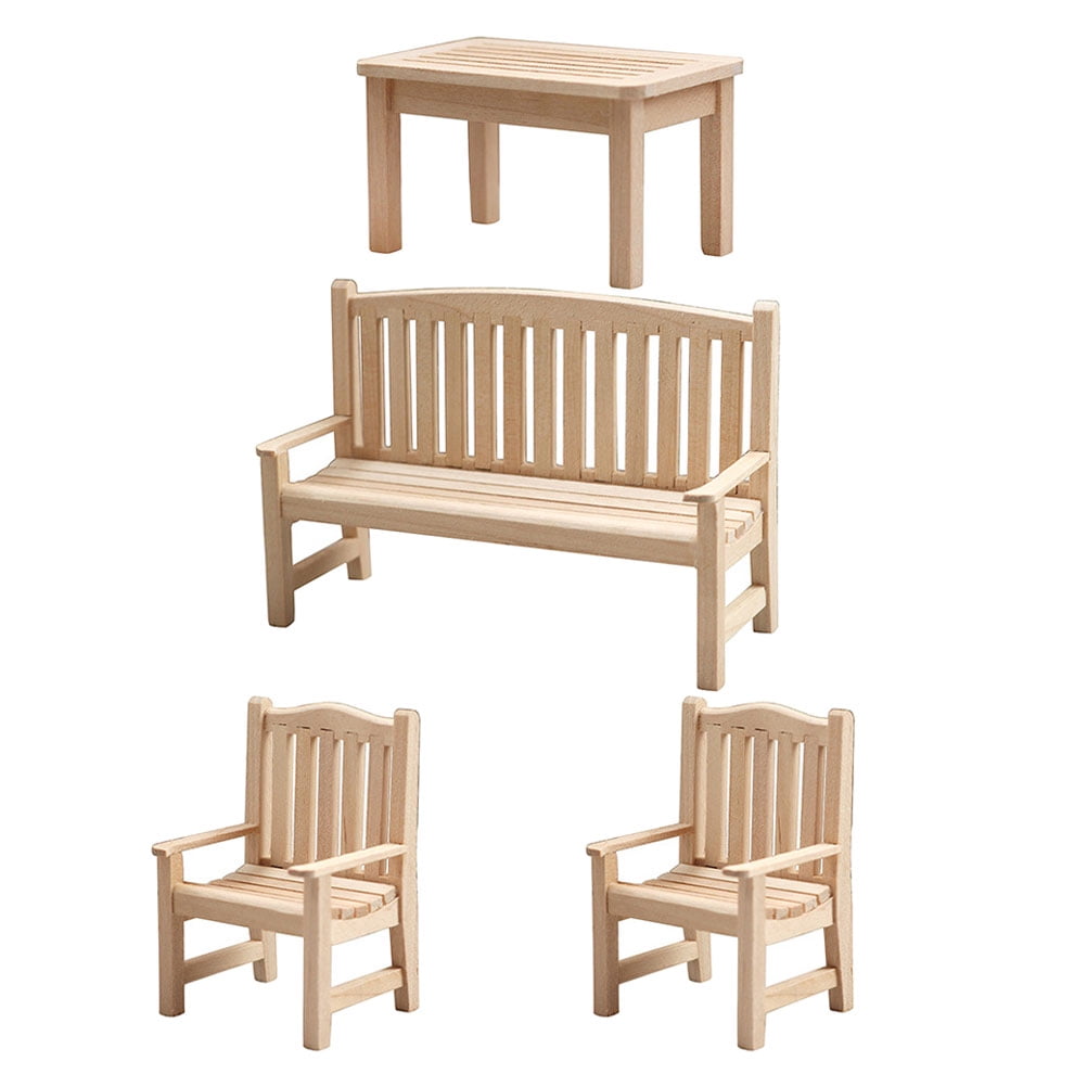 YUYUETIME 4Set Mini Bench Wood Compact Design for Home and Garden Theme ...