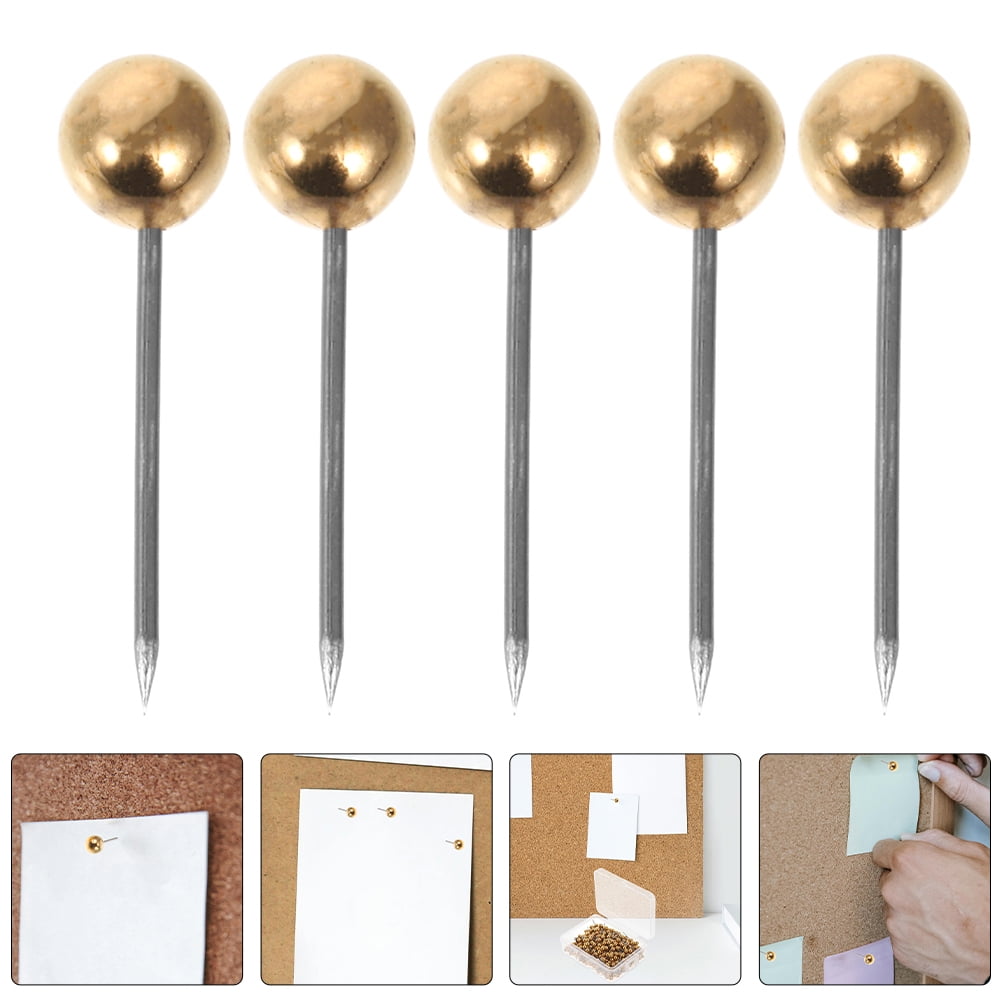 YUYUETIME 500Pcs Golden Steel Round Ball Pushpins for Cork Boards and ...