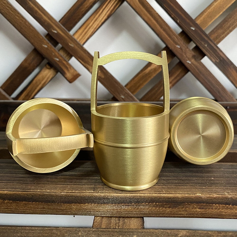 YUYUETIME Copper Bucket Decoration 1Pack 5X5X8CM Golden Color Simple ...