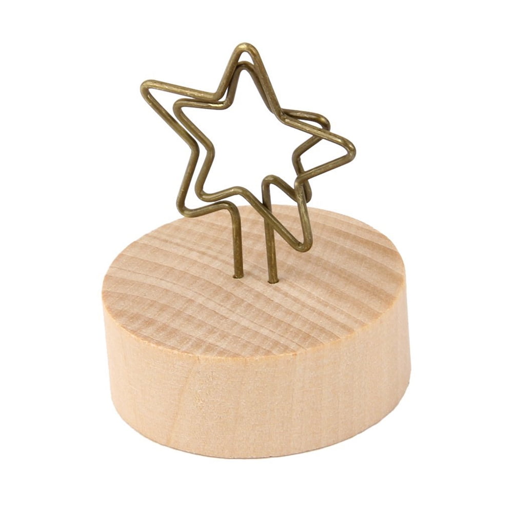 YUYUETIME Memo Clip Holders 3.8In Height Wooden Star Shaped With Metal ...