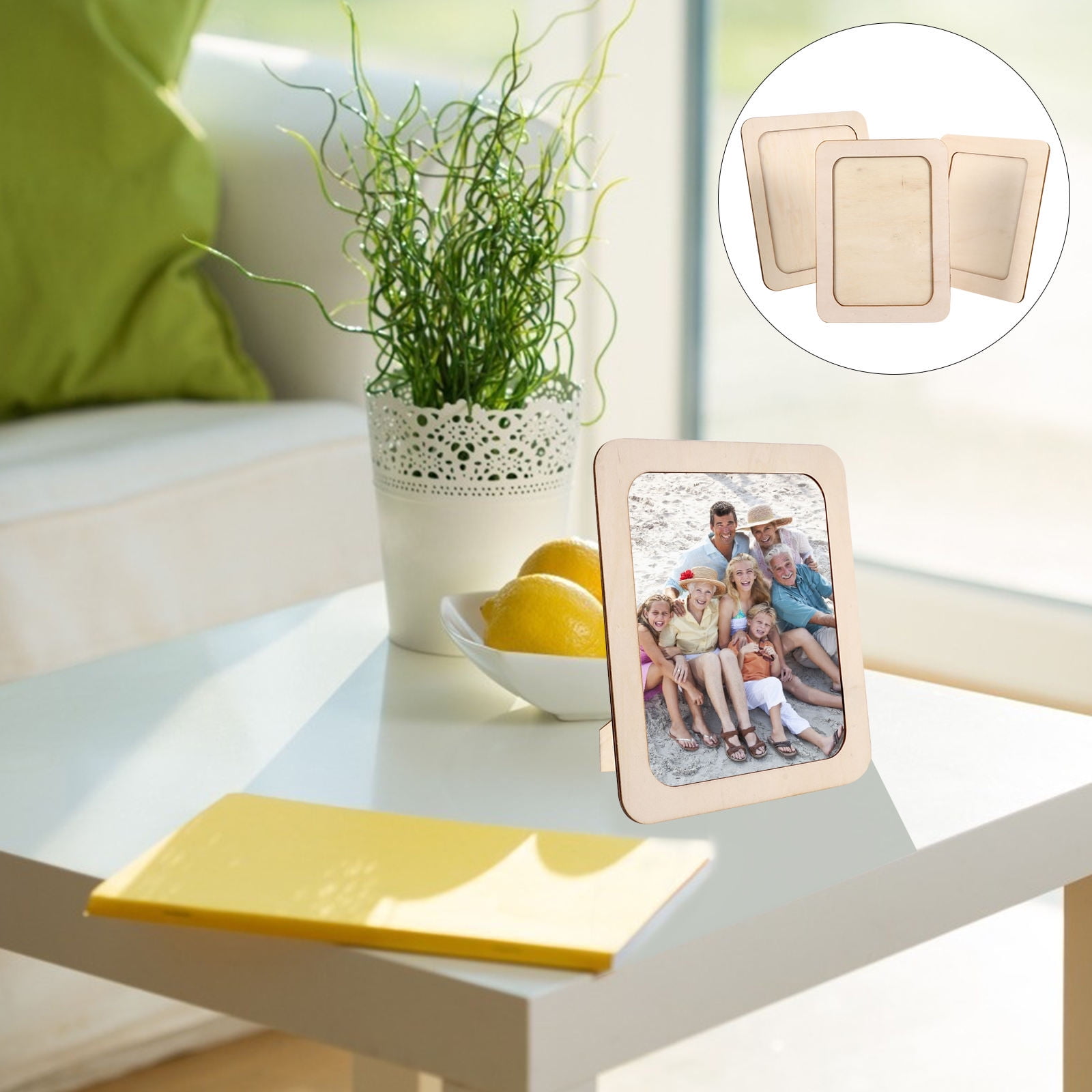 YUYUETIME Wood DIY Photo Frames 3Pcs Rectangular Khaki for Hanging ...