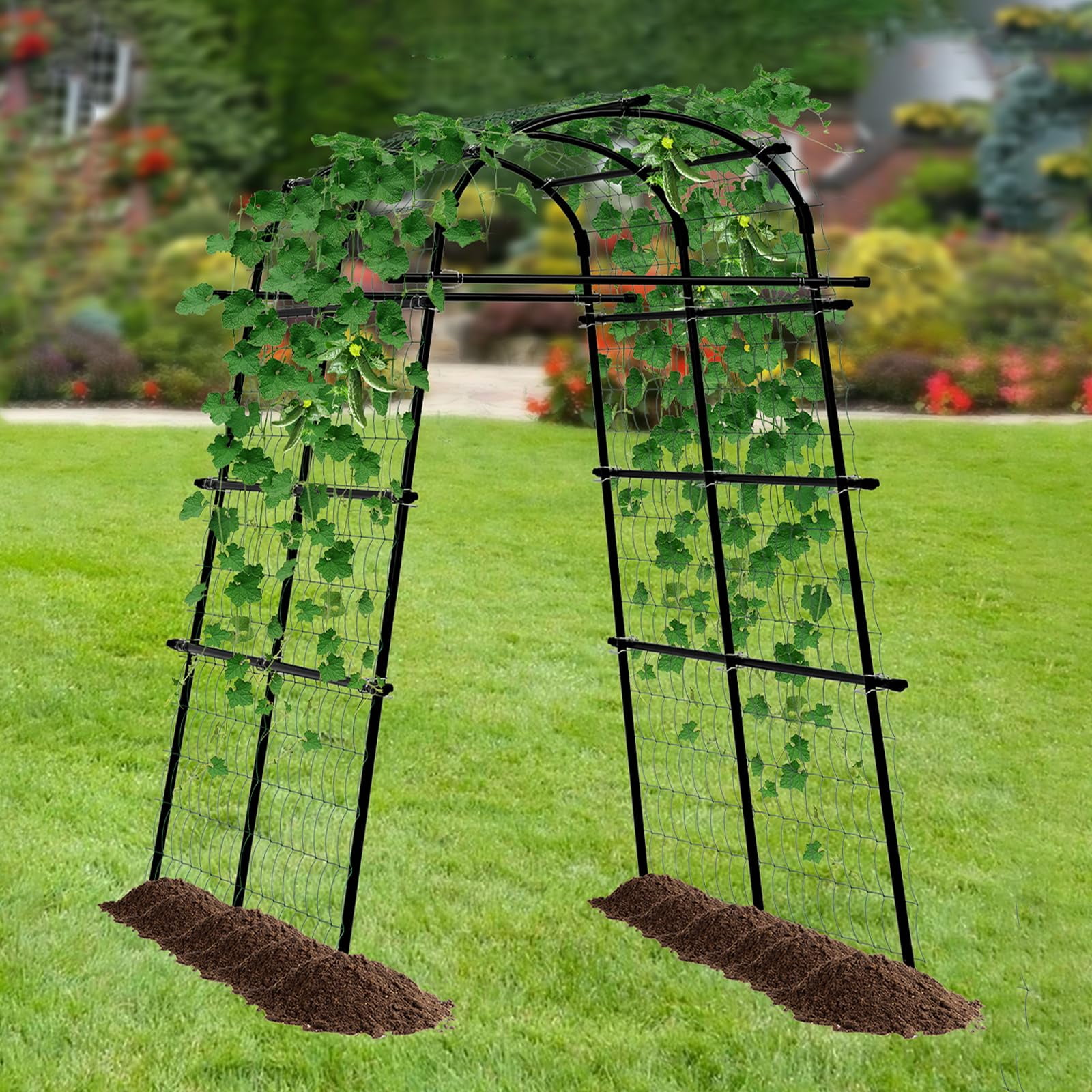 YUYUGarden Arch Trellis for Climbing Plants Outdoor, 82.67" Extra Tall ...