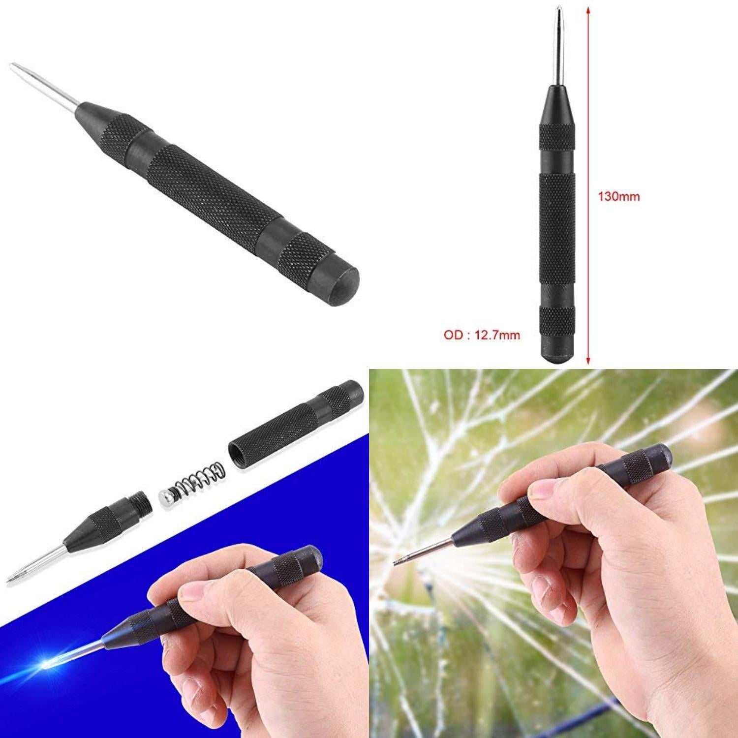 YUZEWANL Spring Loaded Adjustable Black Wood Automatic Center Punch for ...