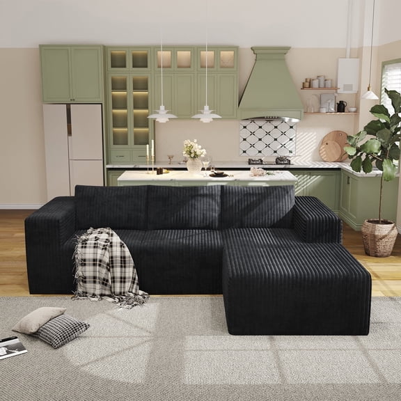 107"Cloud Sectional Sofa with 1 Ottoman,Modern Minimalist Upholstered ...