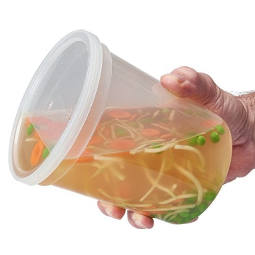 YW 5937 50 Sets 32oz Plastic Soup/Food Container with lids, Original ...
