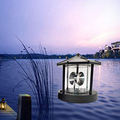 YWBL-WH LED Solar Powered Lighthouse Lamp 360 Degree Rotating Landscape ...
