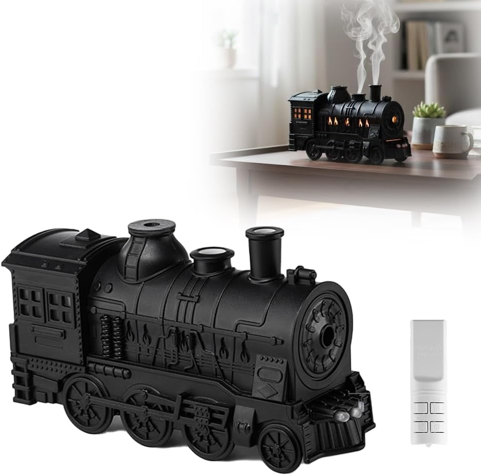YWDECENF 300ml Vintage Steam Train Aroma Humidifier, 2026 Christmas Train Diffuser with Two ...