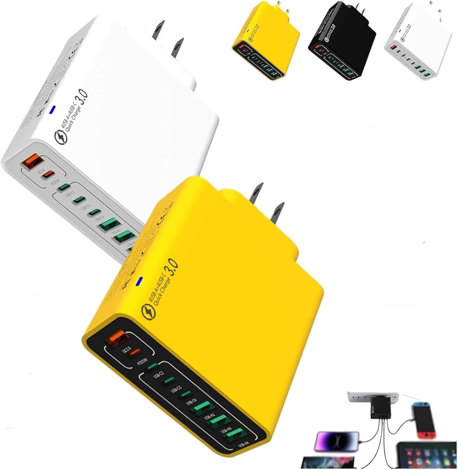 YWDECENF 8-in-1 USB Fast Charger – Multi-Port Desktop Charging Station ...