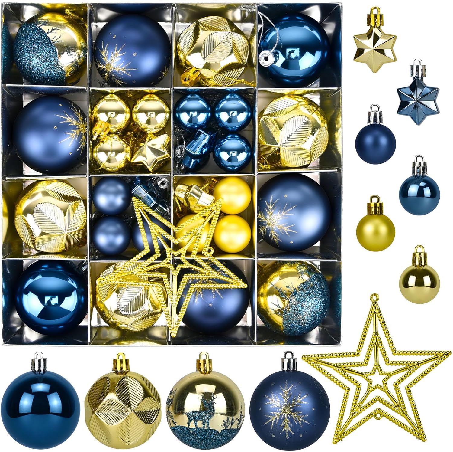 YWDECENF Navy Blue & Gold Christmas Ball Ornaments for Store Displays ...