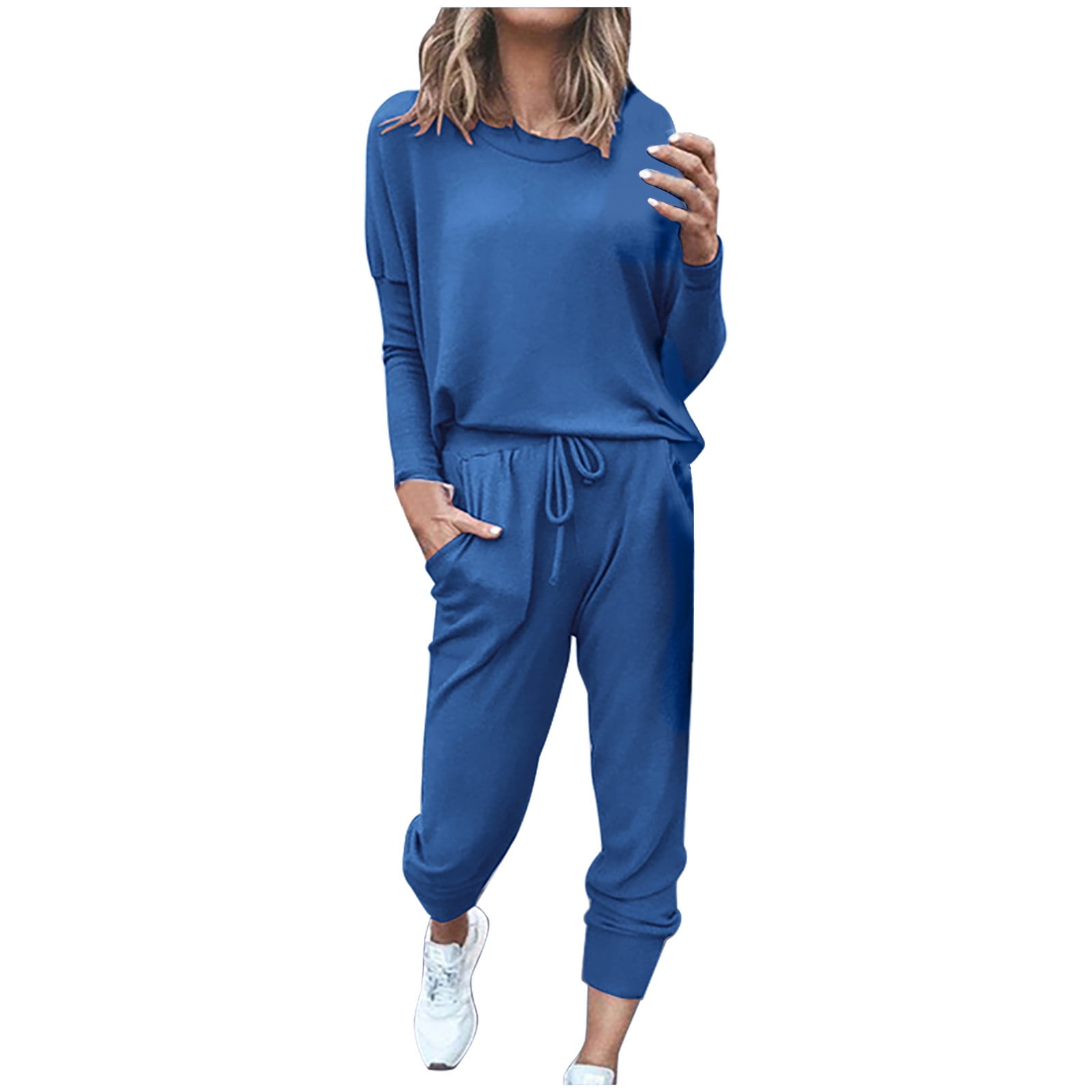 YWDJ 2 Piece Outfits for Women Dressy Loose Two-piece Sets Solid Long ...