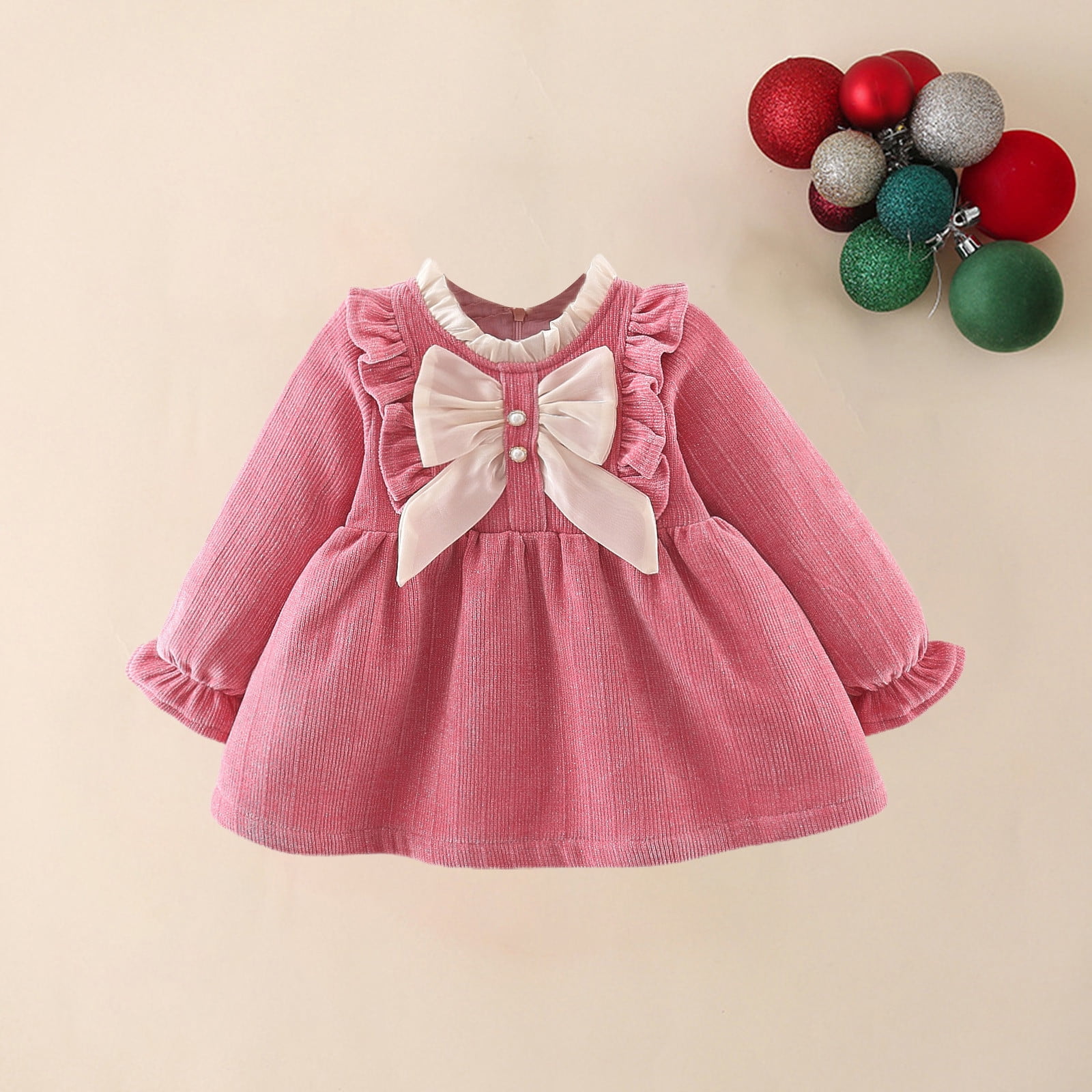 YWDJ Baby Girl Party Dress Spring And Aut-umn New Two-button Bow Long ...