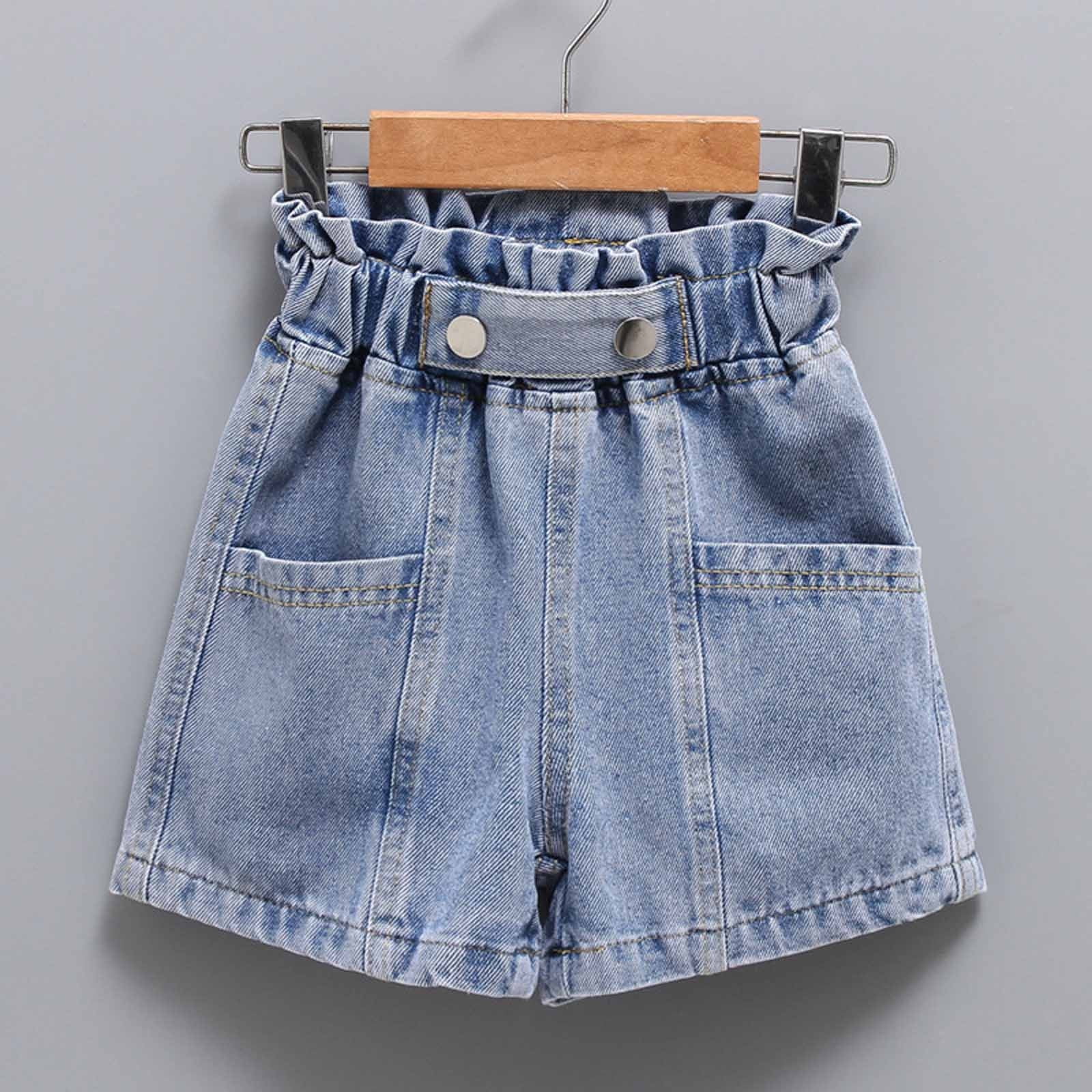 YWDJ Big Girls Summer Thin Large Pocket Elastic Waist Shining Denim ...