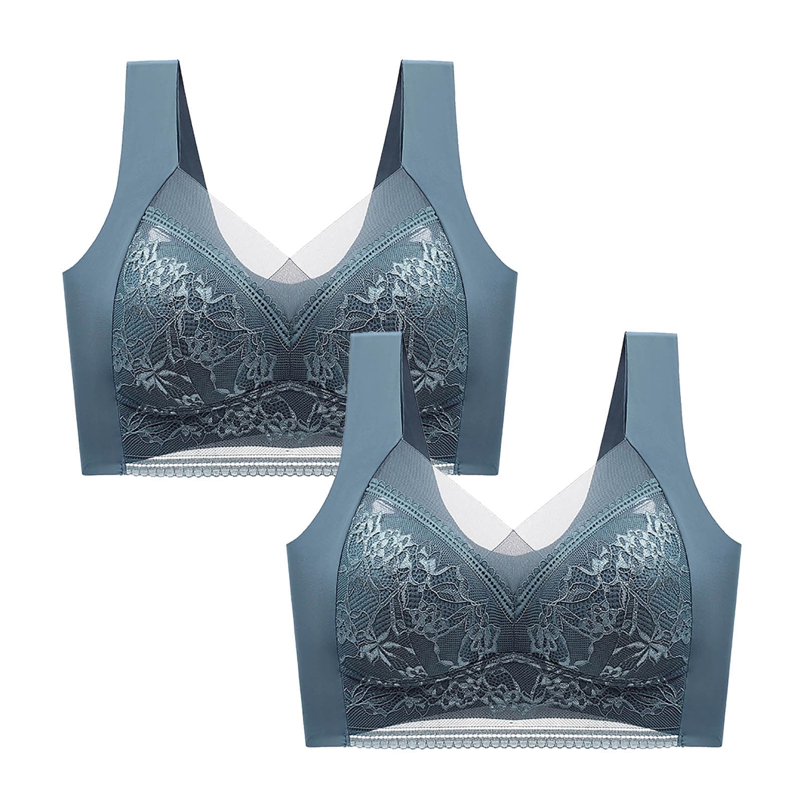 YWDJ Bras for Women Half Cup 2 Pack Back Closures No Underwire Wide ...