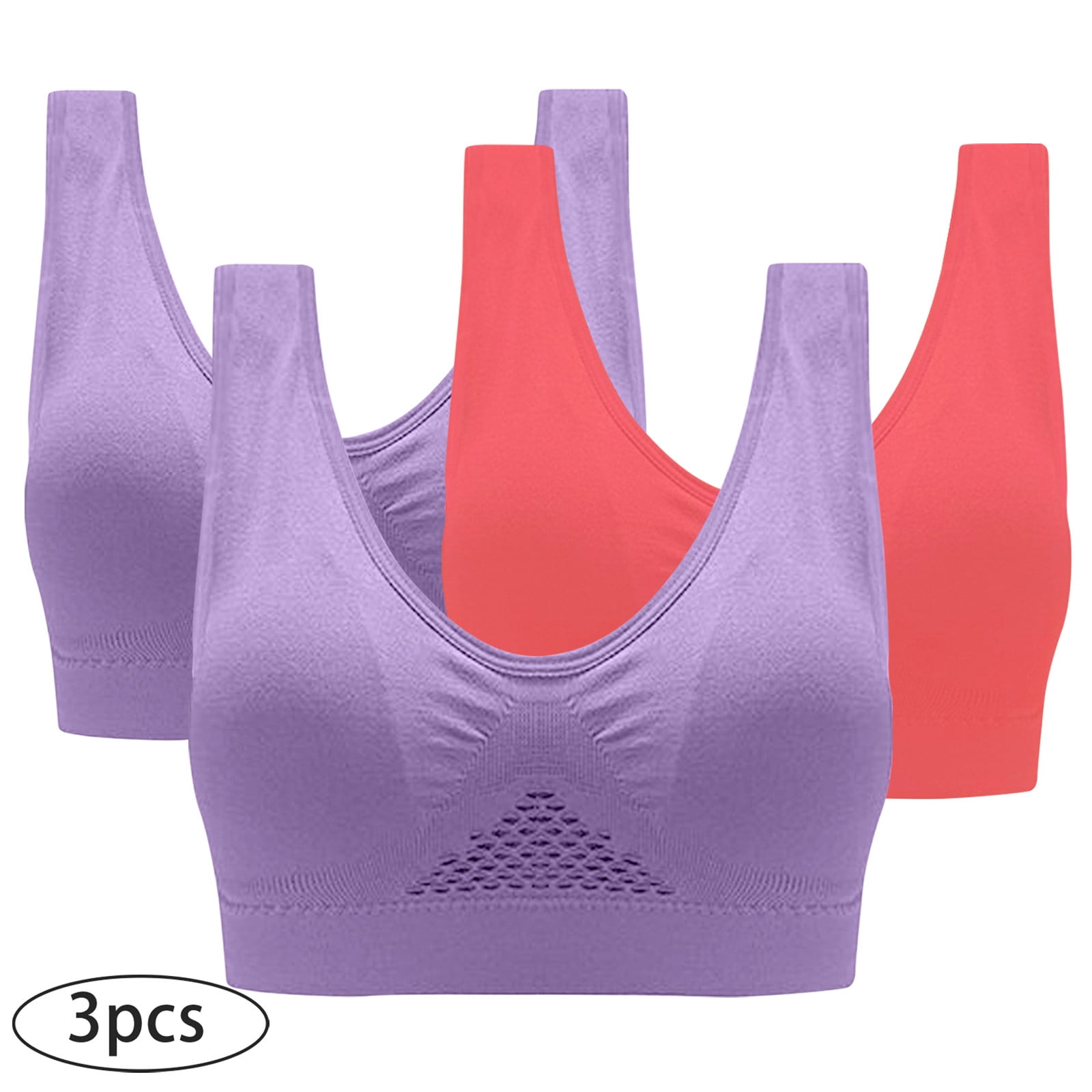 YWDJ Bras for Women Push up and Padded 3 Pack Front Close Workout Bras ...