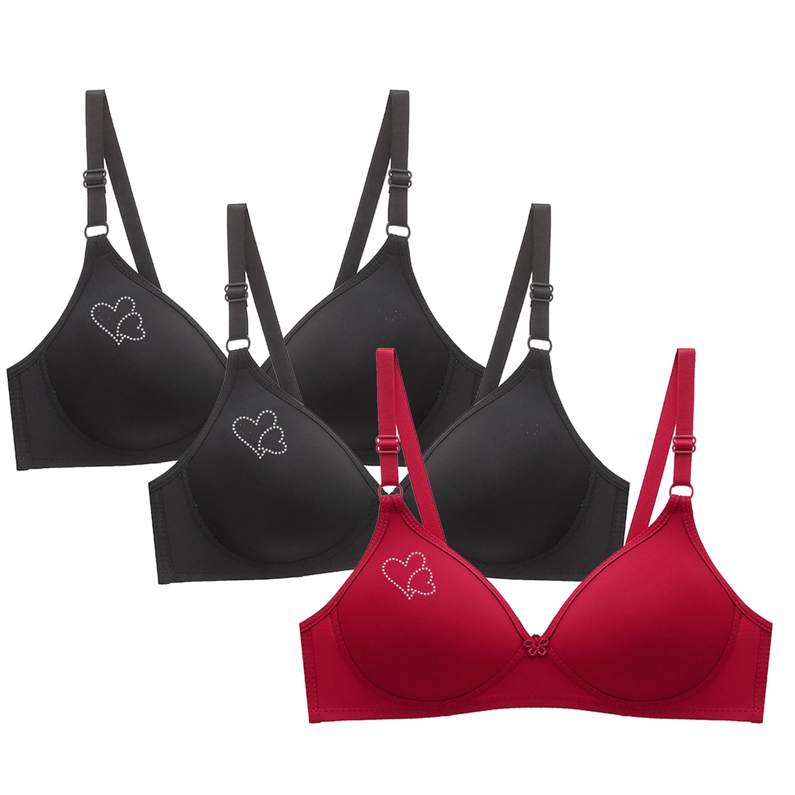 YWDJ Bras for Women No Underwire 3 Pack Plus Size Push up No Wire ...