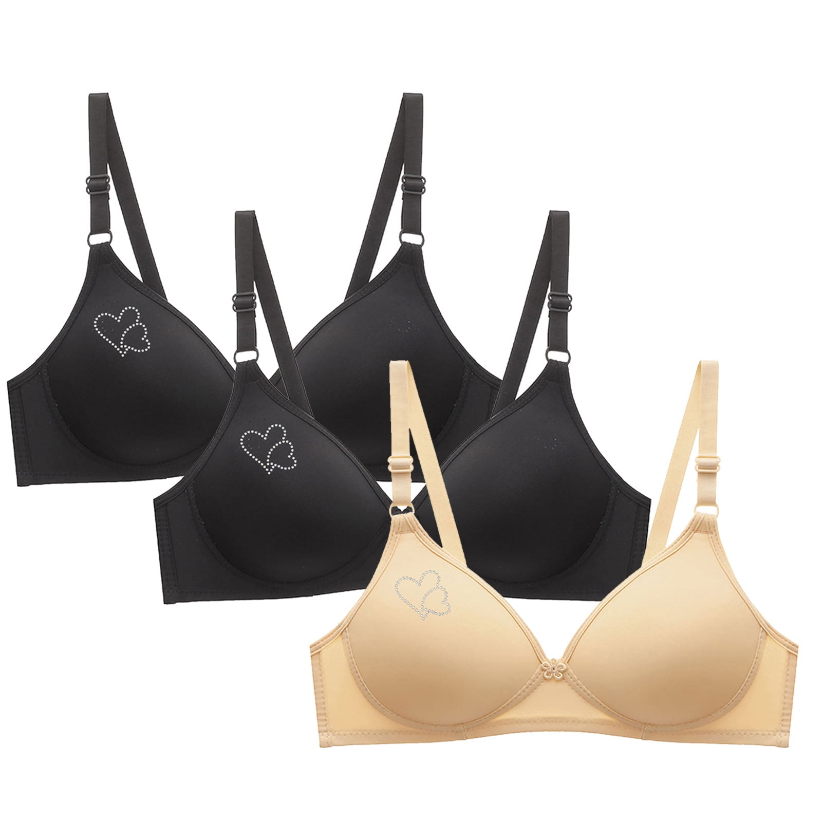 YWDJ Bras for Women No Underwire 3 Pack Plus Size Push up Wirefree ...
