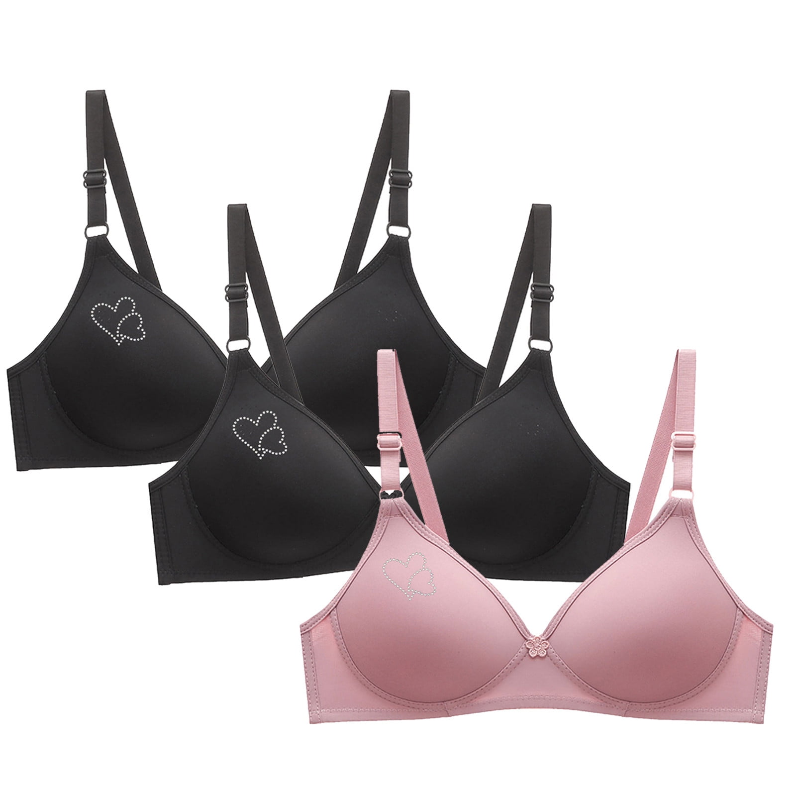 YWDJ Bras for Women No Wire 3 Pack Plus Size Push up Comfort Straps ...