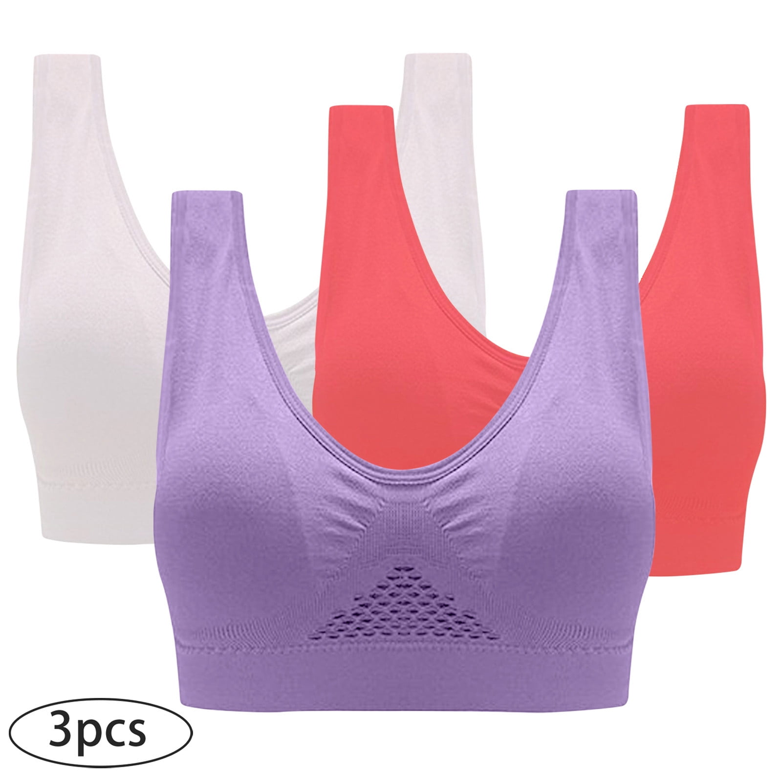 YWDJ Comfort Bras for Women 3 Pack Front Closure Gym Bras No Underwire ...