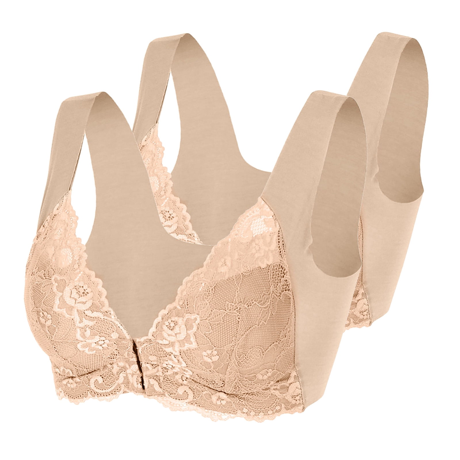 YWDJ Comfy Bras for Women 2 Pack Front Close Sleep Bras No Wire Comfy ...